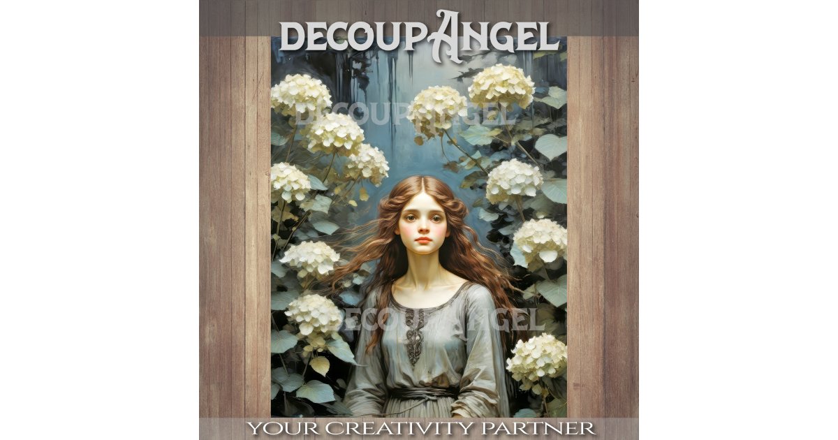Girl in a garden of hydrangeas - Decoupage - Tissue Paper | Zazzle
