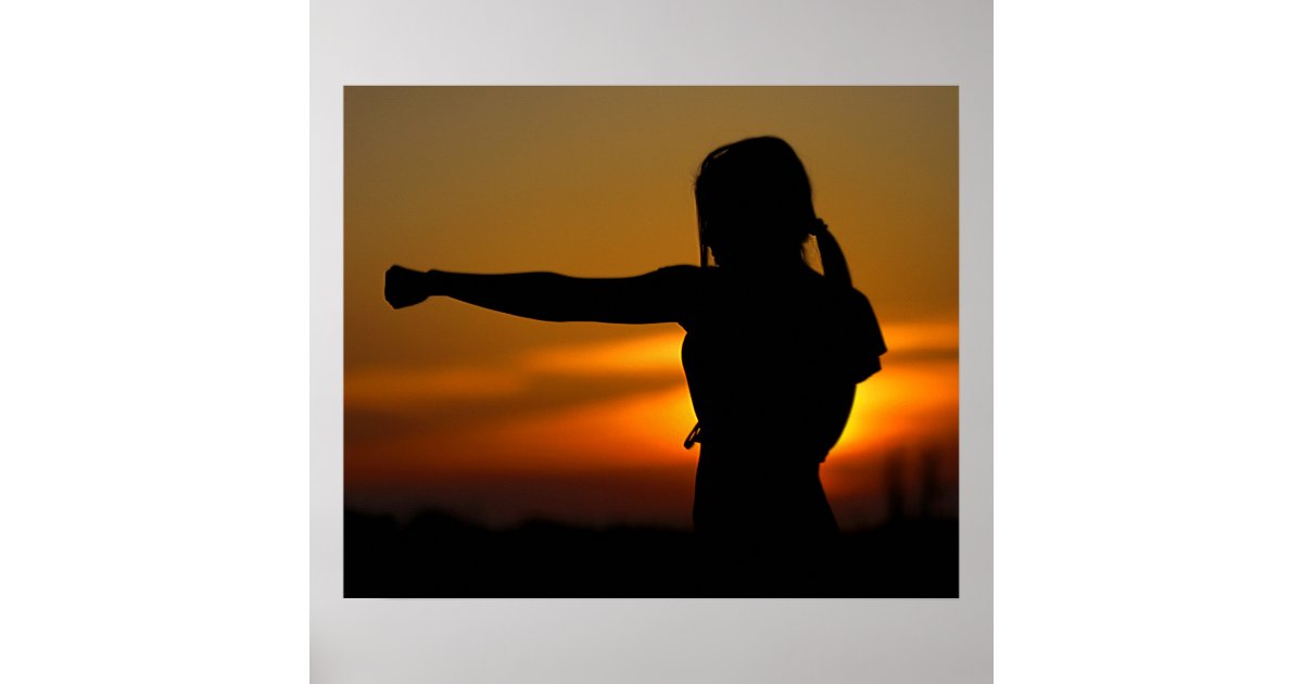 Girl in Karate Sunset Poster | Zazzle