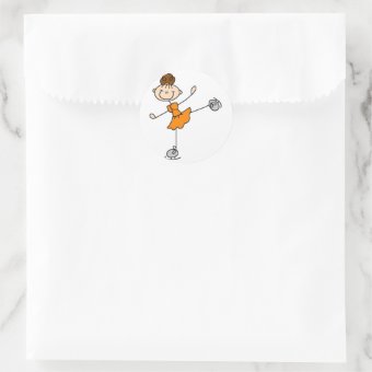 Girl In Orange Ice Skater Sticker | Zazzle