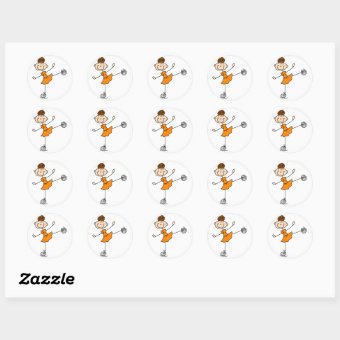 Girl In Orange Ice Skater Sticker | Zazzle