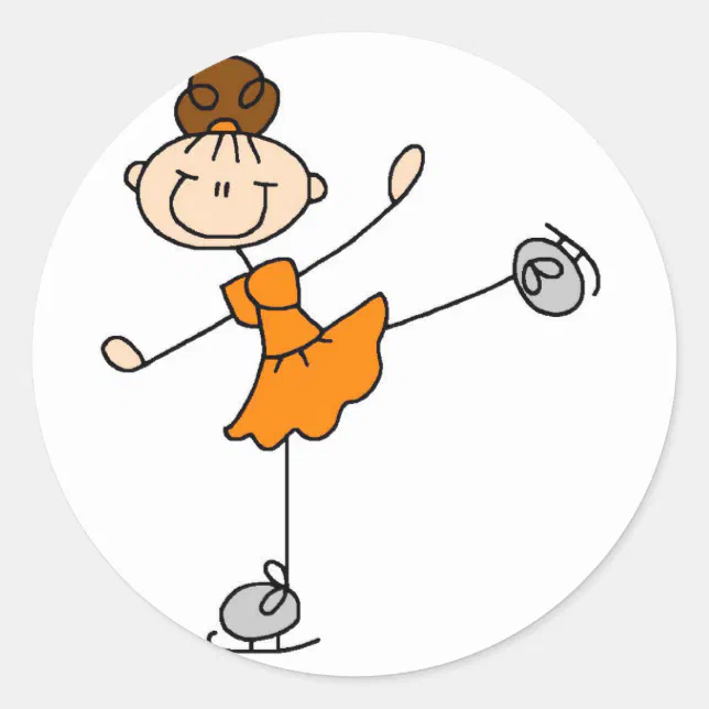 Girl In Orange Ice Skater Sticker | Zazzle