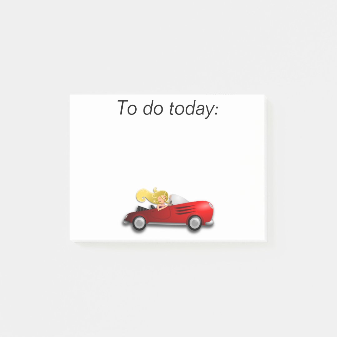 Girl in Red Car Post It Note | Zazzle