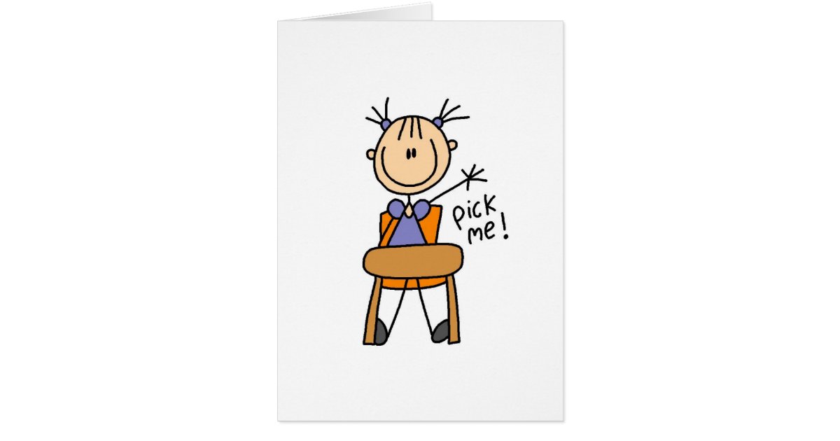Girl In School Stick Figure Card | Zazzle