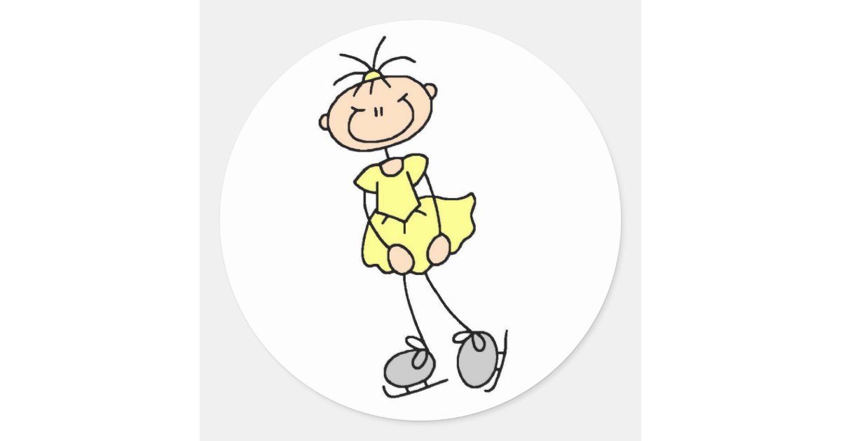 Girl In Yellow Ice Skater Sticker | Zazzle