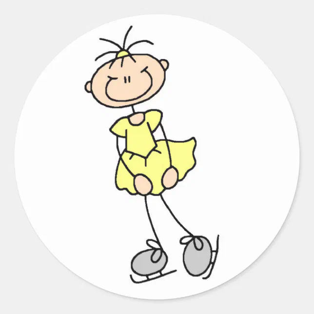 Girl In Yellow Ice Skater Sticker | Zazzle