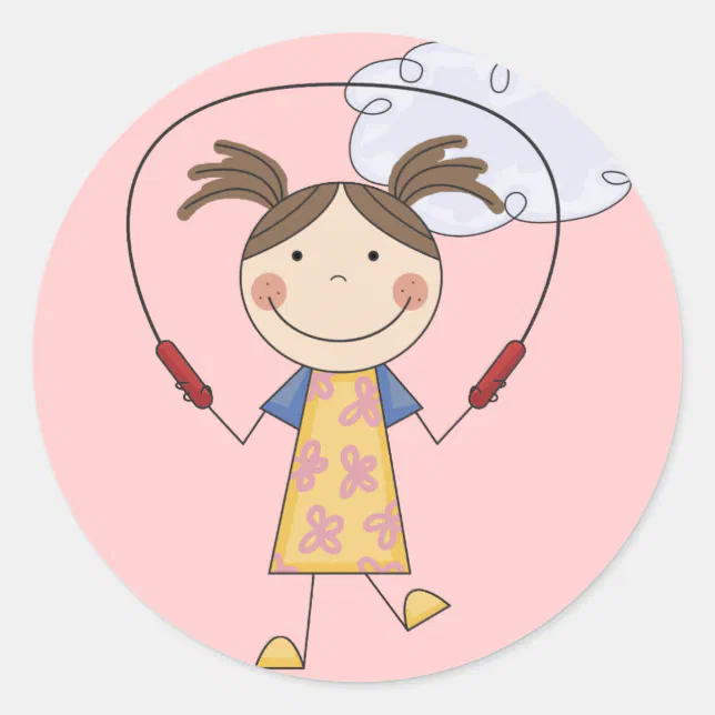 Girl Jumping Rope T-shirts and Gifts Classic Round Sticker | Zazzle