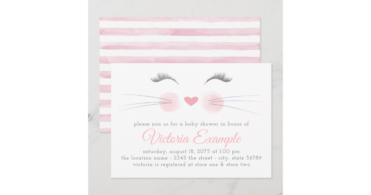 Girl Kitten Cat Baby Shower Invitation | Zazzle