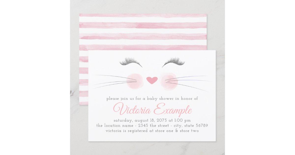 Girl Kitten Cat Baby Shower Invitation | Zazzle
