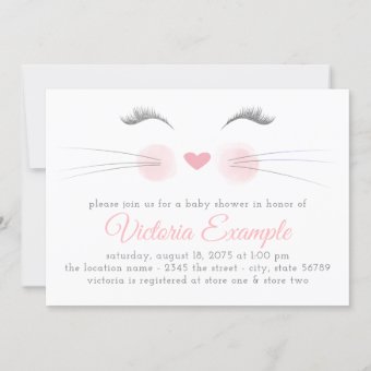 Girl Kitten Cat Baby Shower Invitation | Zazzle