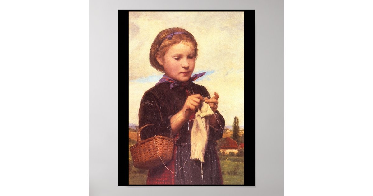 Girl Knitting', Albert_Portraits Poster | Zazzle