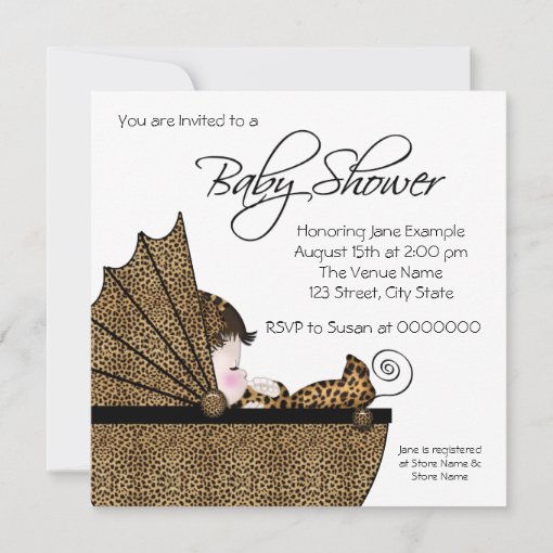 Girl Leopard Baby Shower Invitation | Zazzle