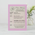 Girl Library Card Baby Shower Pink Invitation | Zazzle