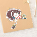 Girl Listening to Music Cartoon Sticker | Zazzle