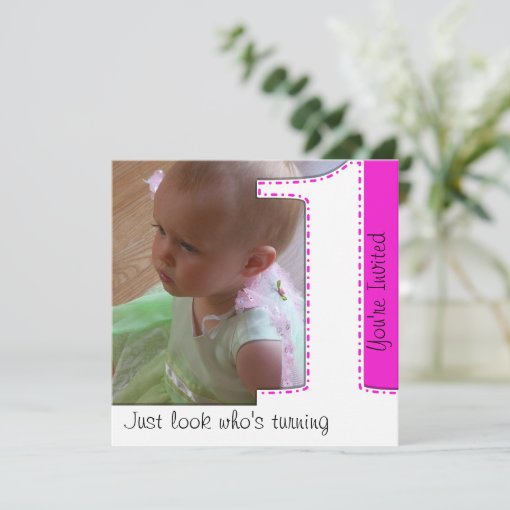 Girl Look Who's Turning 1 Birthday Invitation | Zazzle