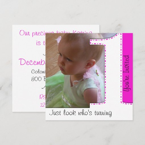 Girl Look Who's Turning 1 Birthday Invitation | Zazzle