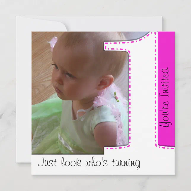 Girl Look Who's Turning 1 Birthday Invitation | Zazzle