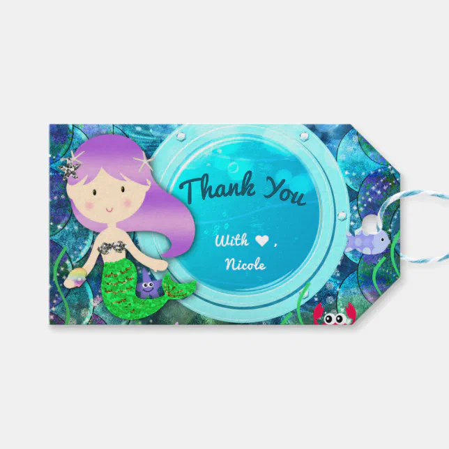Girl Mermaid Birthday Party Under the Sea Favor Gift Tags | Zazzle