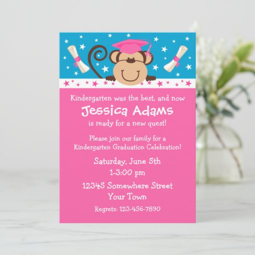Girl Monkey Graduation Invitation | Zazzle