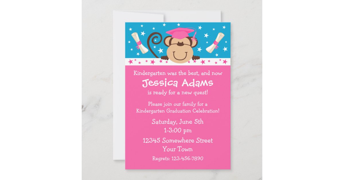 Girl Monkey Graduation Invitation | Zazzle