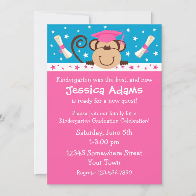 Girl Monkey Graduation Invitation | Zazzle