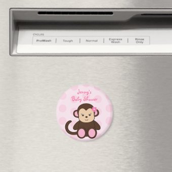 Girl Monkey Polka Dots Baby Shower Favor Magnets | Zazzle
