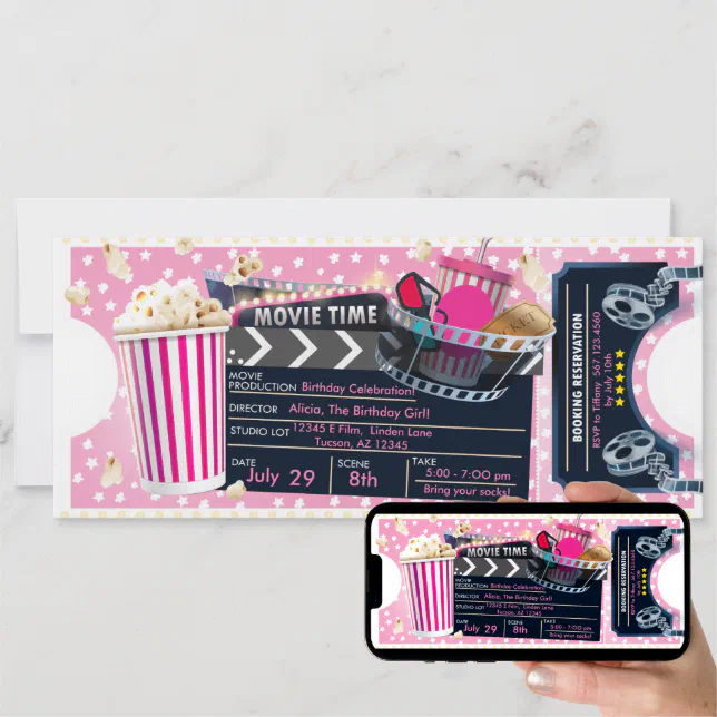 Girl Movie Night Invitation | Zazzle