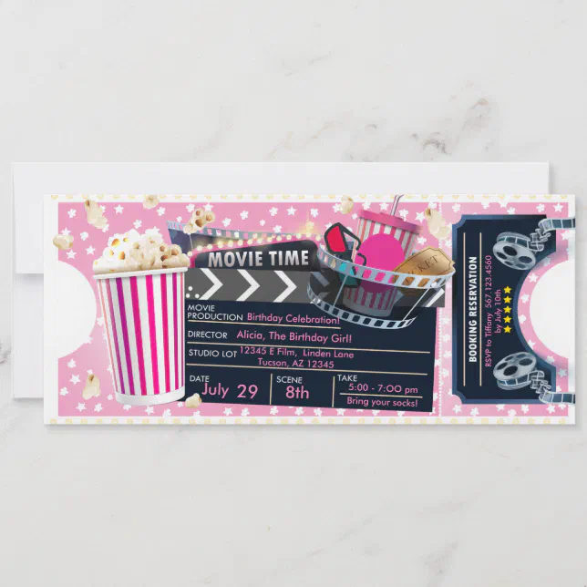 Girl Movie Night Invitation | Zazzle