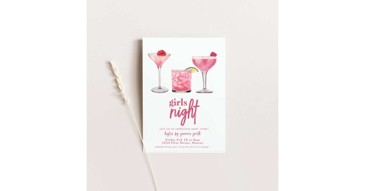Girl Night Dinner Invitation Template | Zazzle