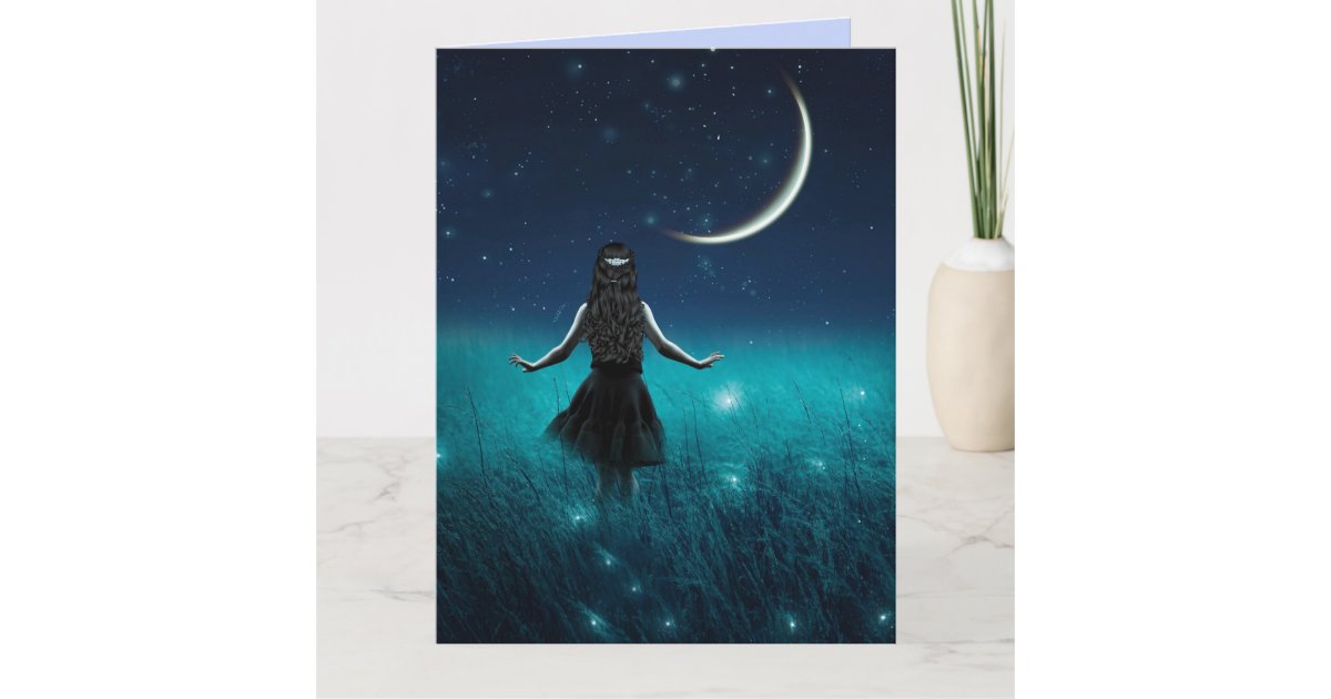 GIRL NIGHT FIREFLIES BIRTHDAY BIG GREETING CARD | Zazzle