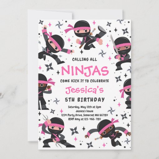 Girl Ninja Karate Martial Arts Birthday Party Invitation | Zazzle