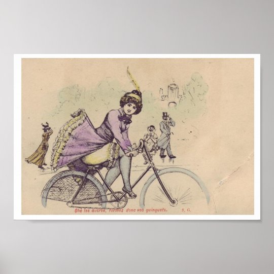 Girl on a Bicycle Skirt Blowing in Wind Poster | Zazzle.com