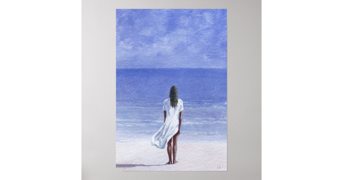 Girl on beach 1995 poster | Zazzle