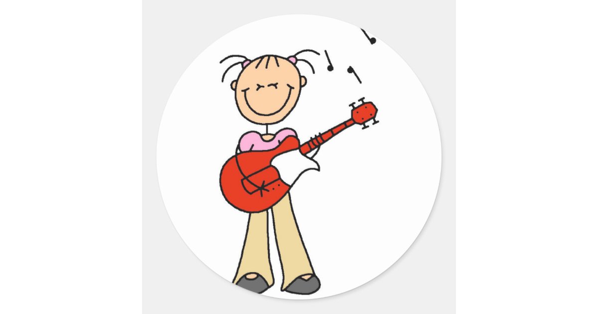 Girl On Guitar Sticker | Zazzle