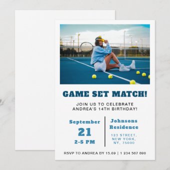 Girl or Boy Tennis Photo Birthday Party Kids Sport Invitation | Zazzle