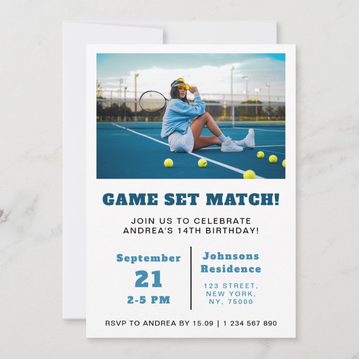 Girl or Boy Tennis Photo Birthday Party Kids Sport Invitation | Zazzle.com