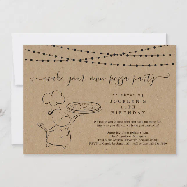 Girl or Boy's Pizza Making Birthday Party Invitation | Zazzle
