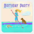 Girl Paddleboarder Party Invitation RSVP Sticker | Zazzle