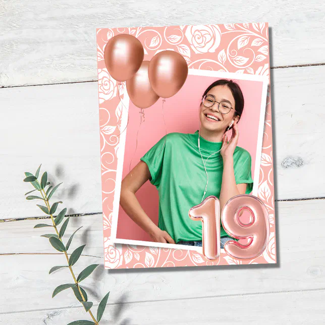 Girl Photo Pink 19th Birthday Party Invitation | Zazzle