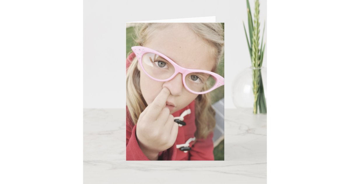 Girl Picking Nose Birthday Card | Zazzle