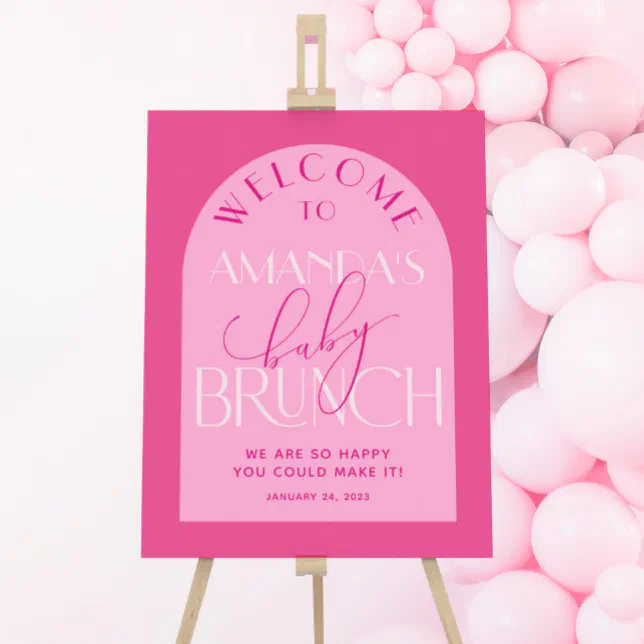 Girl Pink Baby Brunch Baby Shower Welcome Sign | Zazzle