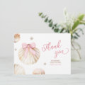 Girl Pink Bow Shell Baby Shower Thank You Card | Zazzle