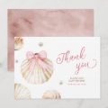 Girl Pink Bow Shell Baby Shower Thank You Card | Zazzle