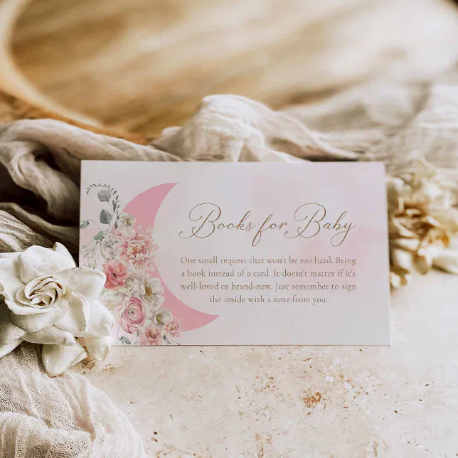 Girl Pink Moon Books for Baby Enclosure Card | Zazzle