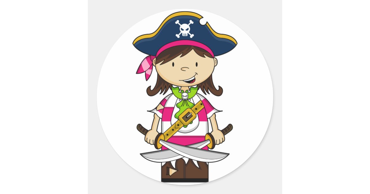 Girl Pirate Captain Sticker | Zazzle