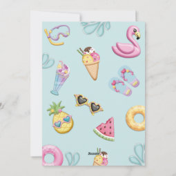 Girl Pool Party Birthday Holiday Card | Zazzle