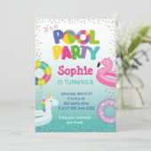 GIRL POOL PARTY, FLAMINGO FLOAT INVITATION | Zazzle
