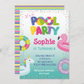 GIRL POOL PARTY, FLAMINGO FLOAT INVITATION | Zazzle