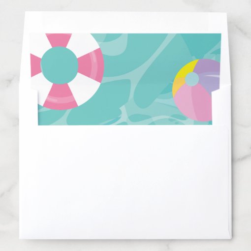 Girl Pool Party floats Invite Envelope Liner | Zazzle