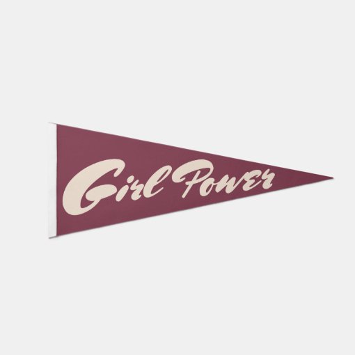 Girl Power Cute Pink Retro Script Kid Room Nursery Pennant Flag | Zazzle