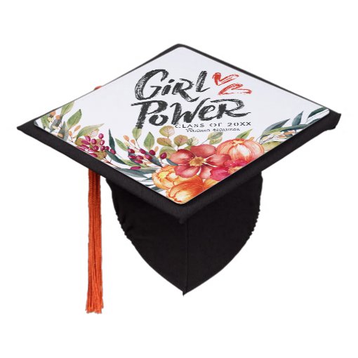 Girl Power | Floral Custom Class Year Graduation Graduation Cap Topper ...